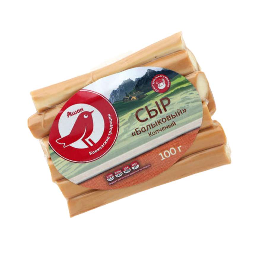 Phô Mai Que Hun Khói hiệu Auchan Chim đỏ Balykovy 100g Nga